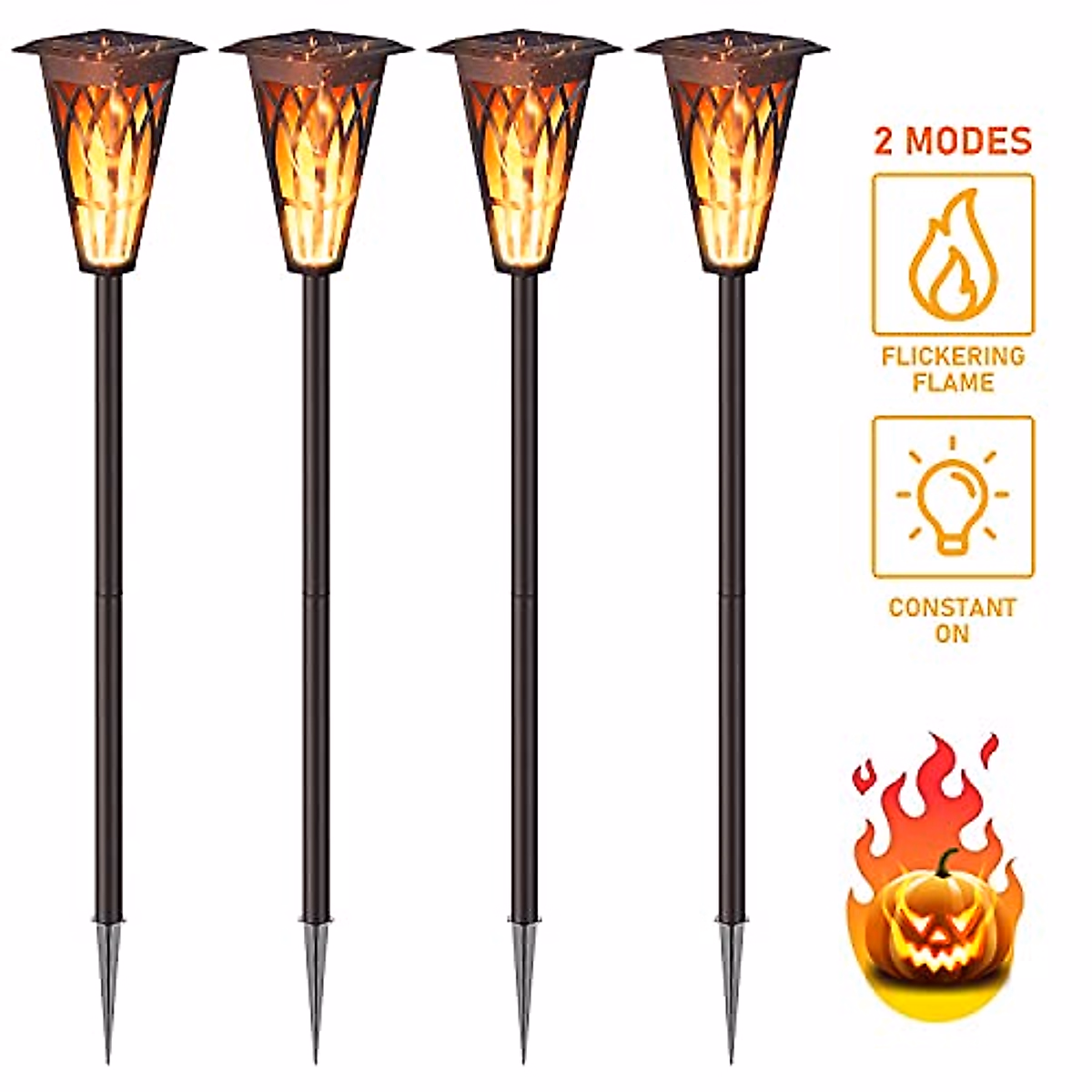 Solar Torch Lights Outdoor, 2 Lighting Modes with Dancing Flickering Flames, Waterproof IP65 Auto On/Off Flickering Solar Lights Outdoor, Solar Tiki Torches Decoration Lights for Path Yard Garden