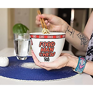 Bowl Bop Food Man Chew Japanese Dinnerware Set | 16-Ounce Ramen Bowl, Chopsticks