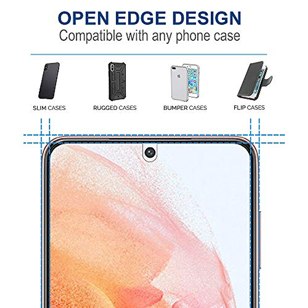 Arae Screen Protector for Samsung Galaxy S21, HD Tempered Glass Anti Scratch Work with Most Case, 6.2 inch, 3 Pack