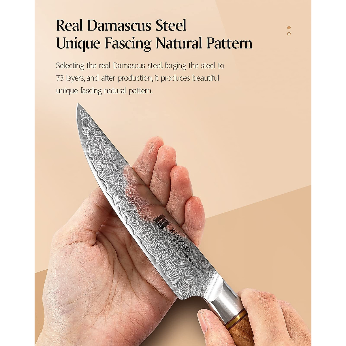 XINZUO Steak Knife Set of 4, Damascus Powder Steel Kitchen Steak Knife Set, Non Serrated Steak Knives, Razor-Sharp Dinner knives with Gift Box, Kitchen Table Knife with Olive Wood Handle-Lan Series