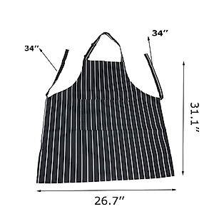 iFly US Kitchen Aprons for Men Women Chefs Adjustable Bib Aprons with Big Pockets