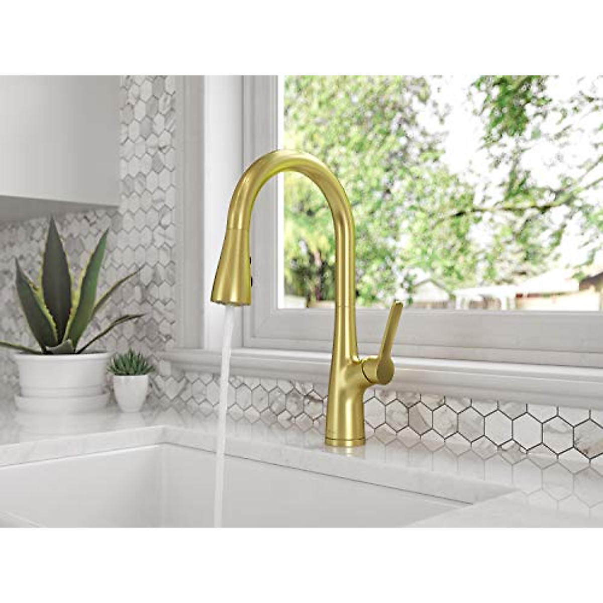 Pfister LG529-NEBG Neera Pull Down Kitchen Faucet, Brushed Gold