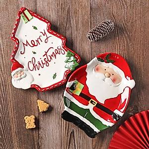Hand-Painted Ceramic Christmas Santa Claus Plates Breakfast, Dessert, and Snack Dishes Christmas Tableware Gift (4)