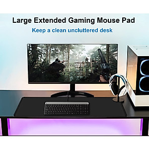 Large Gaming Mouse Pad 31.5 x 11.8, Extended Desk Mousepad with Stitched Edges, Premium Microfiber Cloth Surface, Waterproof Non-Slip Base Keyboard Mat for Home Office Gaming, Black