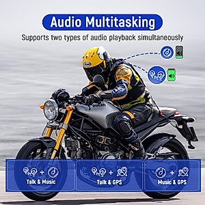 LEXIN MeshCom Motorcycle Bluetooth Headset, Mesh Group Helmet Communication System, Support Audio Multitasking/Music Sharing/Loud Speakers/IP67 Waterproof/Voice Assistant/FM Radio, Dual Pack