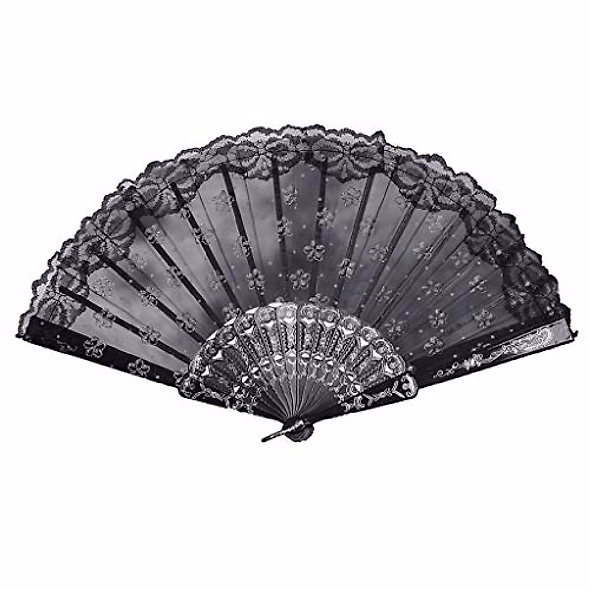 RAZZUM Decorative Folding Fans Folding Hand-held Fan Chinese Style Dance Party Wedding lace Silk Dance Wedding Party Lace Silk Folding Fan (Color : F)