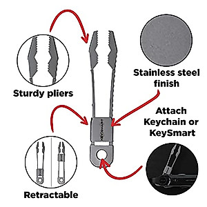 KeySmart Nano Pliers - Portable Pocket Keychain Mini Pliers that Fits Inside KeySmart, Great for Fishing, Camping, and Other Indoor and Outdoor uses Great Stocking Stuffer (Stainless Steel)