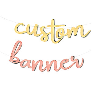 envizins Custom Cursive Script Lowercase Gold, Rose Gold, Silver Glitter Letter Banner, You Could Personalize a Phrase-Word-Number-Name-symbol. Roll String Included