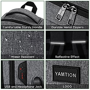 YAMTION Dark Gray Backpack for Men and Women,School Backpack Bookbag for Teen Boys and Girls High School Laptop Backpack with USB for College Student Work Business