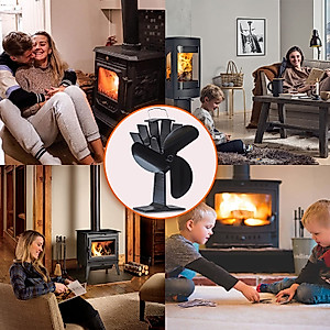 HAWCAFU Wood Stove Fan Heat Powered Fireplace Fan 3 Blades Stove Fan for Log Burner/Wood burning Stove/Fireplace