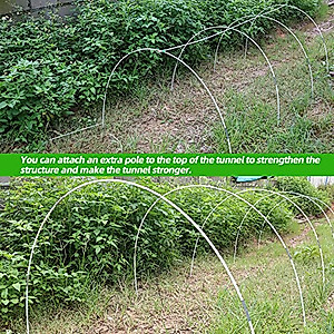 Greenhouse Hoops Planting Tunnel 6X6.7ft with 24 Garden Clips,Fiberglass Support Hoops Frame for Plant Covers Freeze Protection Net ,Plant Support ,Raised Beds