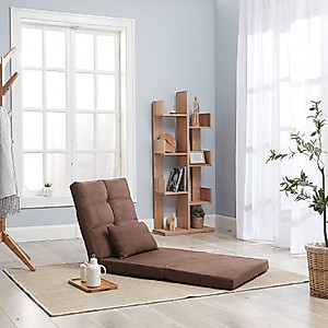 Triple Fold Down Sofa Bed, Adjustable Floor Couch Sofa with One Pillow, 5 Reclining Position, Convertible Upholstered Guest Sleeper，Adjustable Foldable Modern Leisure Sofa Bed Video Gaming Sofav
