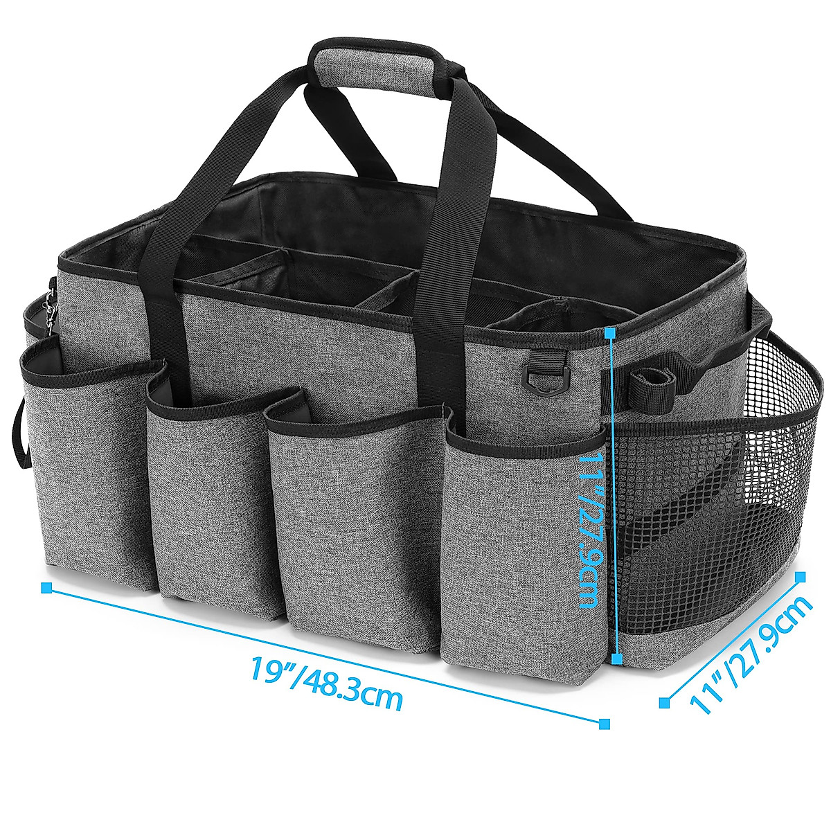 HODRANT Extra-Large Cleaning Caddy, Cleaning Supplies Organizer with Handles for Cleaning Products Storage, Large Capacity Cleaning Tote Bag for Cleaning Tools for Car, Home & Housekeeping Work, Gray