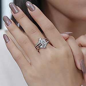 Engagement Ring for Women Bridal Sets 1 ct Round Moissanite engagement ring set wedding ring set size4