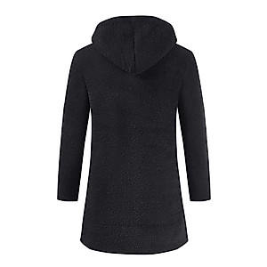 Men's Zip Up Long Cardigan Sweater Open Front Hooded Knitted Cardigans Winter Warm Longline Slim Fit Knit Coat (Black,4X-Large)