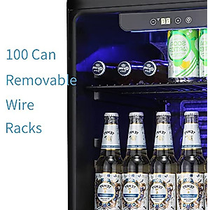 Antarctic Star Beverage Refrigerator -100 Can Mini Fridge for Soda Beer or Wine,Small Drink Dispenser, For Office or Bar with Adjustable Removable Shelves，Convertible Door ，3.2 Cu. Ft.…