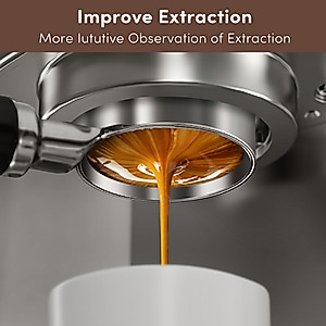 51mm Bottomless Portafilter, Wirsh 3 Ears Full Stainless Steel Bottomless Naked Portafilter with Non-Pressurized Filter Basket for Wirsh Espresso Machine CM5418, CM1665