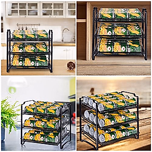 BTideas Can Organizer for Pantry, 3 Tier Stackable Can Rack Organizer, Canned Goods Organizer for Pantry, Holds Upto 36 Cans for Kitchen Cabinet or Pantry
