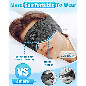 Sleep Headphones Bluetooth Sleeping Headband: 10Hrs Wireless Music Eye Mask with Soft Cozy Earbuds Comfortable Earphones for Side Sleepers - Comfy Head Band Ear Buds Men Women Gifts (Medium)
