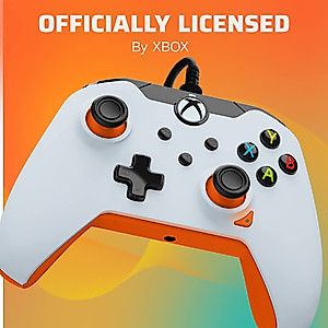 PDP Wired Xbox Game Controller - Xbox Series X|S/Xbox One/PC, Dual Vibration Gamepad, App Supported - Atomic White/Orange (Amazon Exclusive)