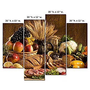First Wall Art Modern 4 Panels Canvas Fresh Fruit On The Table Kitchen Wall Art Painting The Picture Print On Canvas Food Pictures Colorful