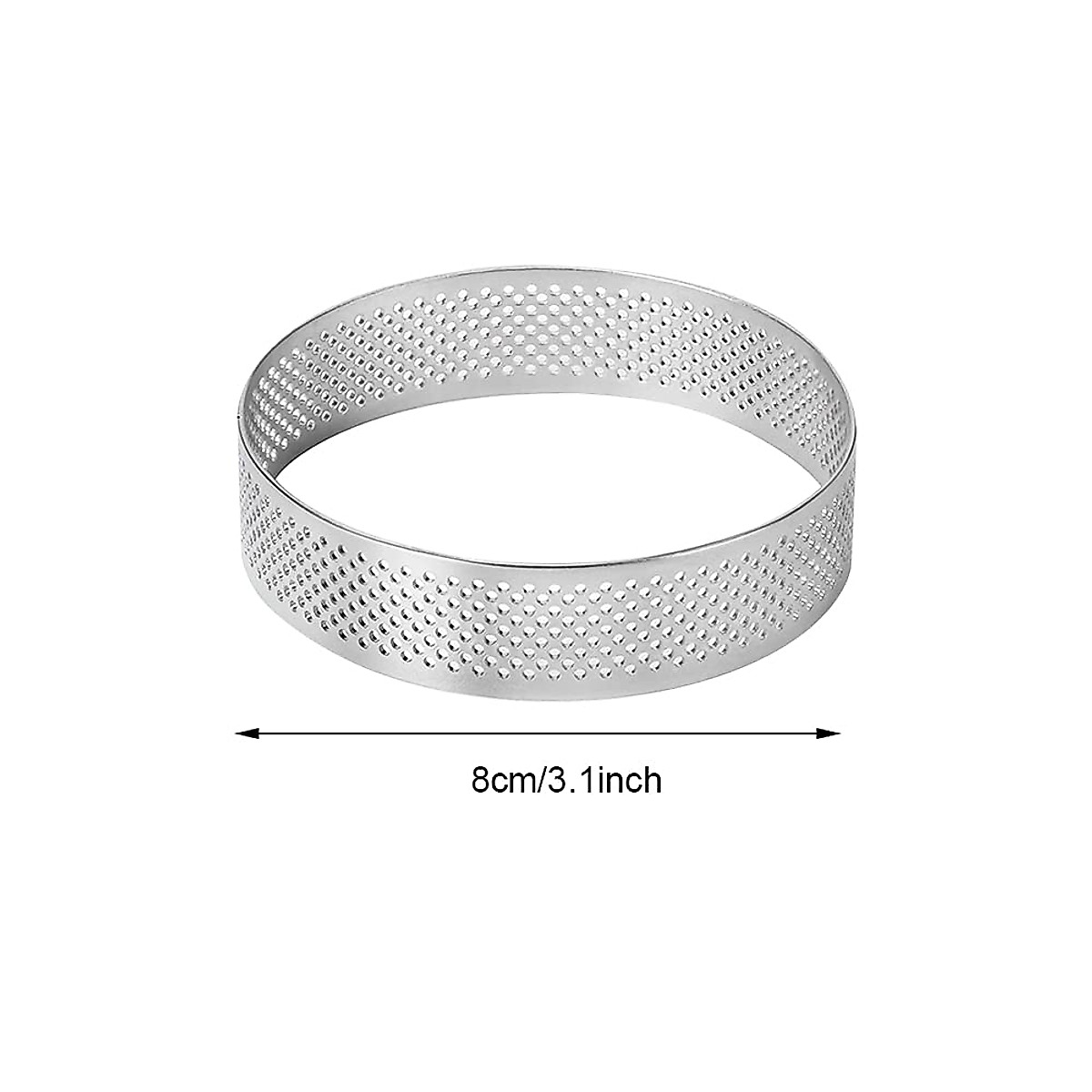 Cake Ring Molds, 6pcs/set Stainless Steel Porous Tart Ring, Perforated Pie Cake Ring Mold, Cake Mousse Ring with Holes for Baking Dessert Ring Tools Heat-Resistant (size:8cm)