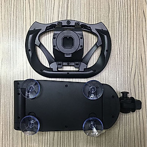 OSALADI Game Racing Wheel Simulator Handle Portable Racing Steering Wheel Stand with 4 Suction Cups Plastic Steering Wheel Compatible with Xbox Series, PC Gaming, Black