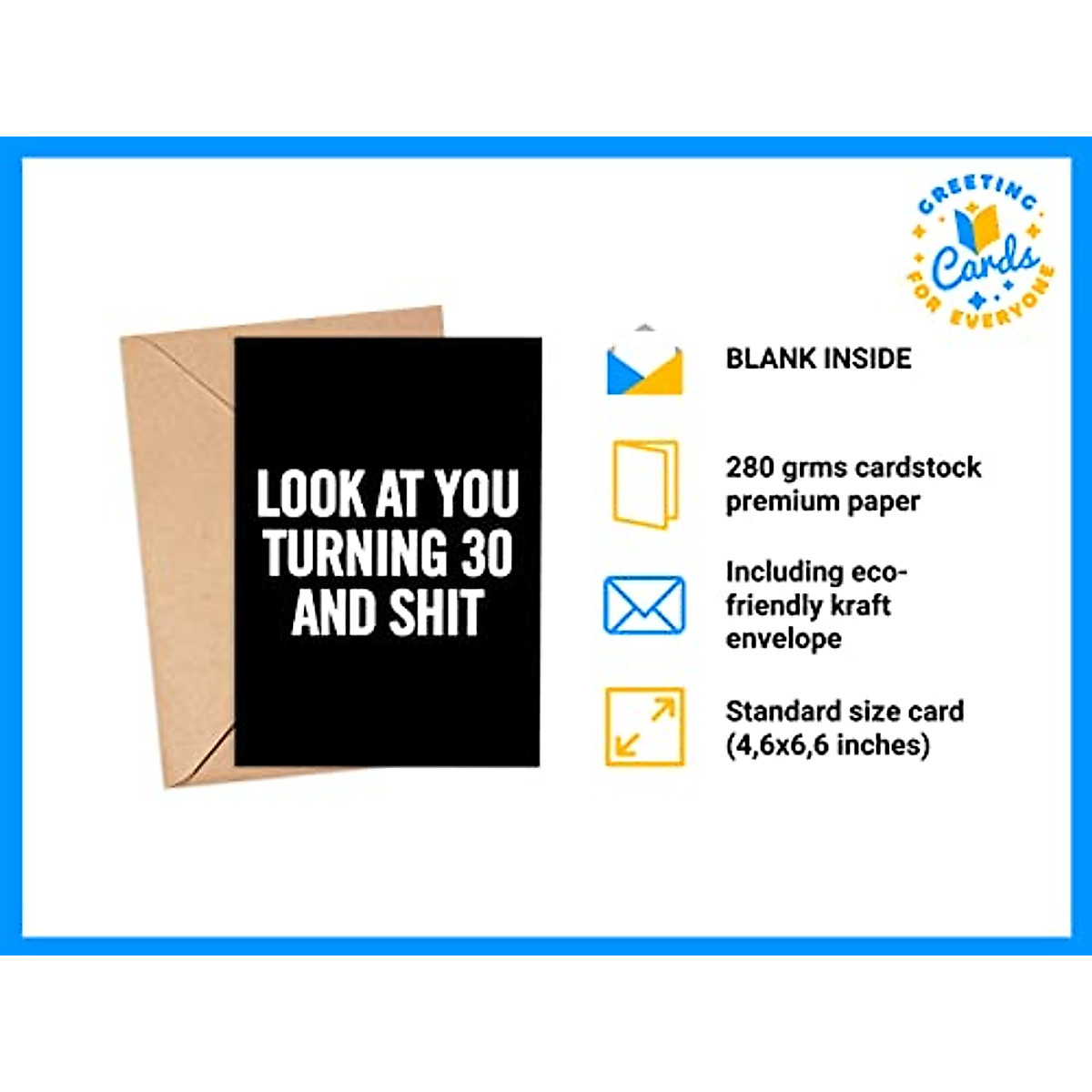 Funny 30th Birthday Card for men or women with envelope | Joke card for someone who is turning 30 years old | Original and unique present idea for son, daughter.