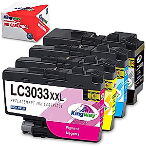 Kingway Upgraded LC3033XXL LC3033 LC3035 Compatible Ink Cartridges Replacement for Brother MFC-J995DW MFC-J995DWXL MFC-J815DW, MFC-J805DW, MFC-J805DWXL Printer (Black, Cyan, Magenta, Yellow, 7-Pack)
