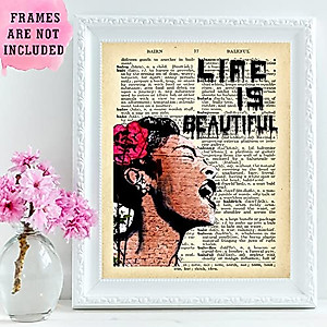 Banksy Wall Art Set - Motivational Graffiti Street Art Positive Inspirational Quotes Encouraging Poster for Living Room Teens Bedroom Home Office Decor - Unframed 8 x 10 Dictionary Prints