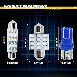 zvsay 24 PCS Interior Car Lights Bulbs, T10 31MM 42MM Festoon Bulbs, Dome Light LED Car Bulb Kit Set, LED Replacement Bulbs for Car Dome Map Door Courtesy License Plate Lights (Blue)