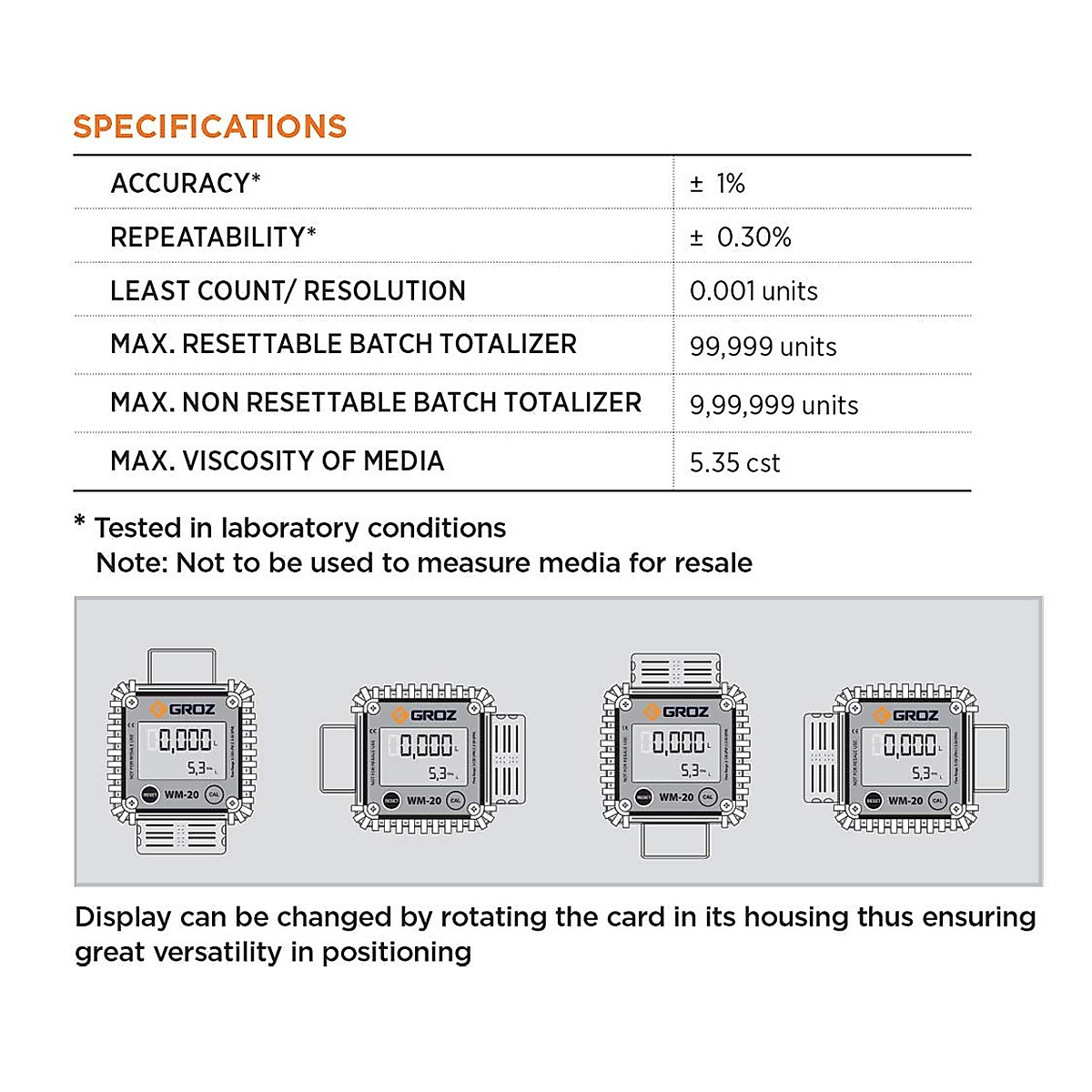 Groz 45670 Digital Turbine DEF Meter, 1" BSP Threads, 145 PSI