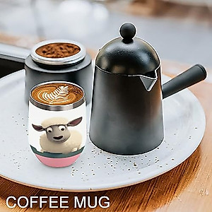 WYUSPGK 304 Stainless Steel Insulated Cup, Cute Sheep Print Smooth Rim, Durable & Reusable - Perfect for Office, Home, And Travel