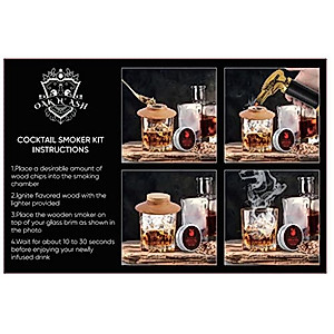 OAK N' ASH Cocktail Smoker Kit with Torch and wood chips | Old Fashioned Smoker Kit | Whiskey & Bourban Drink Smoke Infuser Kit | Whiskey Gifts for Men , Dad , Husband and More (NO BUTANE) (NO GLASS)