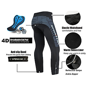 sponeed Mountain Bike Jersey Set Warm Men Fleece Lined Winter Cycling Road Bicycle Jackets Pad Pants Bike Outfit Medium