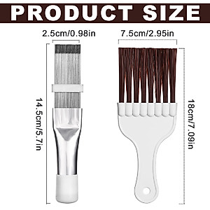2pcs Air Conditioner Fin Combs AC Condenser, Refrigerator Coil Cleaning Brush Evaporator Cleaner Stainless Steel Metal Radiator Fin Repair Tool for Refrigerators, Auto, HVAC, Computers, Kitchens
