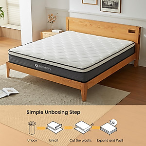 Review King Mattress, 10 Inch King Size Mattress in a Box,Memory Foam Hybrid Mattress,with Individual Pocket Spring for Motion Isolation & Silent Sleep, Pressure Relief,Medium Firmness.