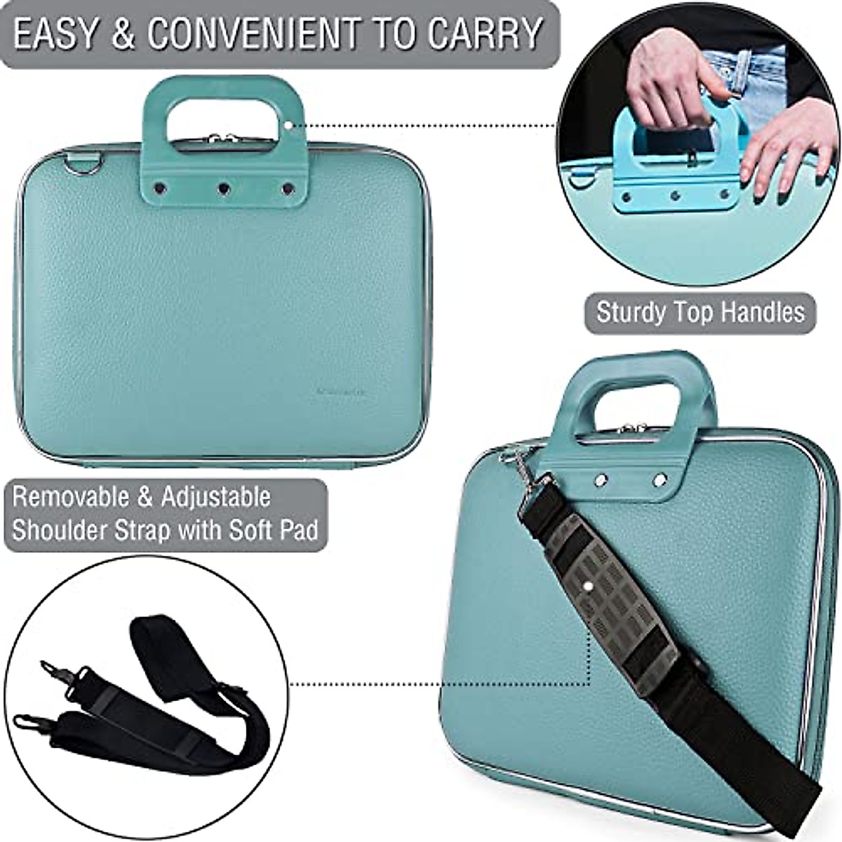 ROXIE Leather Laptop Shoulder Messenger Bag Briefcase Sleeve for ASUS ZenBook 13 Chromebook Flip 14, VivoBook S14, ROG Zephyrus G14