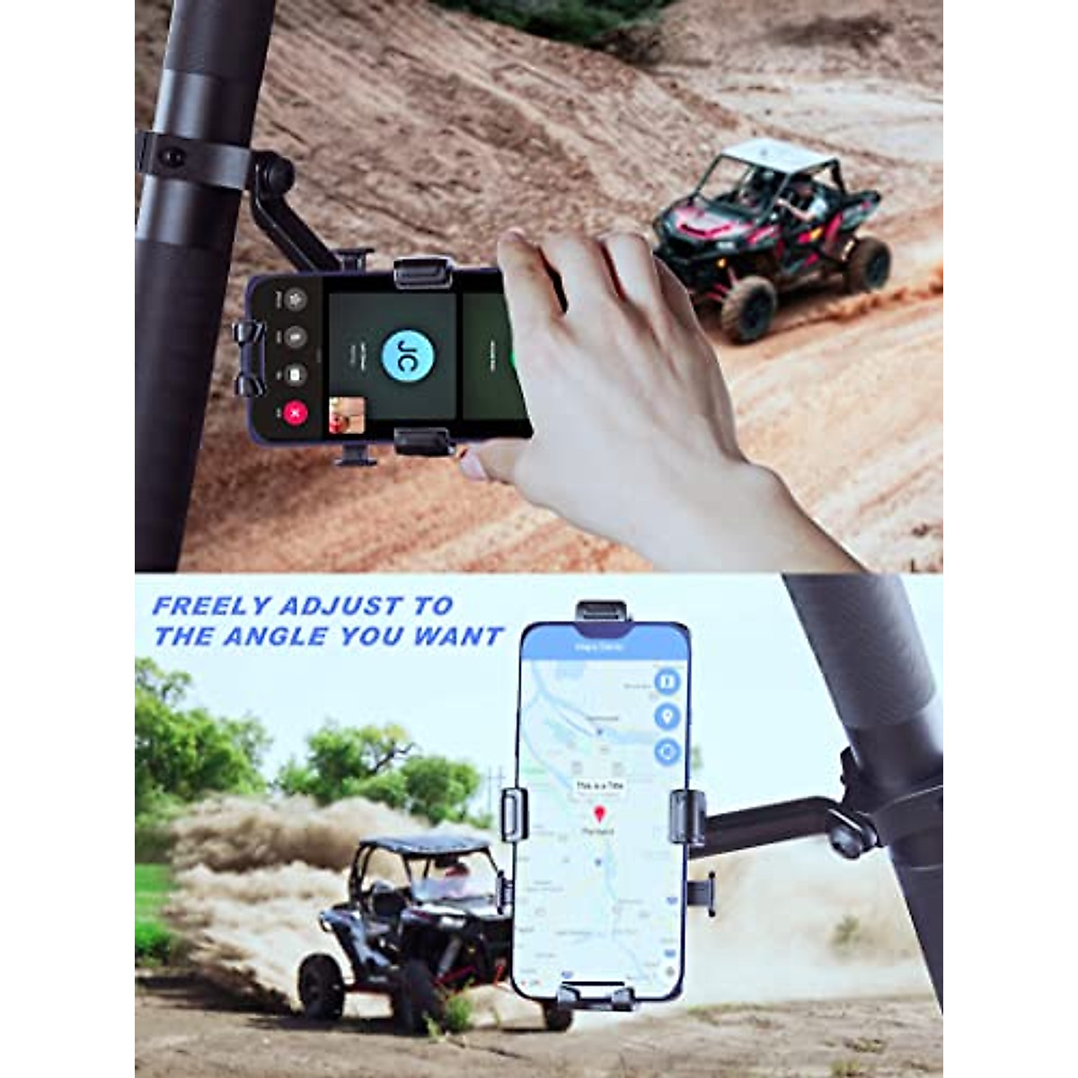 ZIDIYORUO UTV Phone Mount for 1.75"-2" Roll Cage | Aluminium Alloy Holder for Polaris RZR Can Am | Compatible with 4.7"-6.8" Smart Devices | Secure Attachment to UTV/SXS Roll Bar.