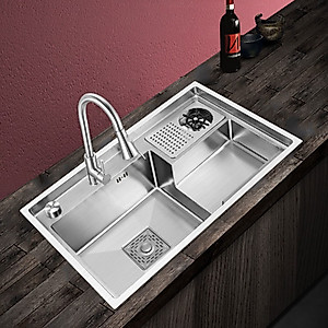 SZYAWxwj Mini Dishwasher Washer Sink Manual Wire Drawing Dishwasher Set Meal Kitchen Stainless Steel Dish Washing Basin