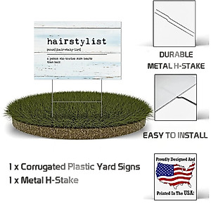 Signs Board Hairstylist Word Description Corrugated Sign House Warming Gift Inspirational Saying for Garage Sales Rent Open House Construction 12"x18"