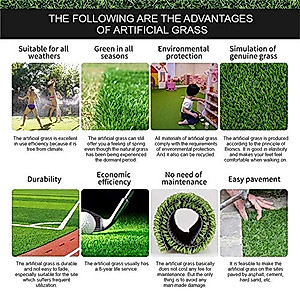 Sigetree Realistic Artificial Grass Turf,Indoor Outdoor Carpet Pet Dog Mat Synthetic Thick Fake Grass Rug for Garden Backyard Balcony Landscape,3FT X 8FT