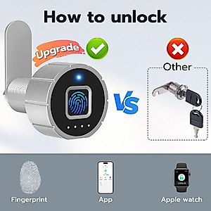 Fingerprint Cabinet Lock, Pothunder Smart Lock with Bluetooth & Fingerprint, Keyless Drawer Furniture Lock, USB Charging Fingerprint Lock, Ideal for Home, Office, Furniture, Mailbox (20MM)