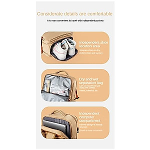 MOYYI Carry on Backpack Anti-theft women Hiking Backpack with Shoe Compartment Travel Backpack Casual Daypack Backpacks (Khaki)