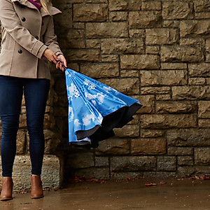 Totes InBrella - Reverse Close Umbrella with Invisible Water Repellent Coating - Auto Close, Inverted, Dripless, and Stormproof for Rainy Weather