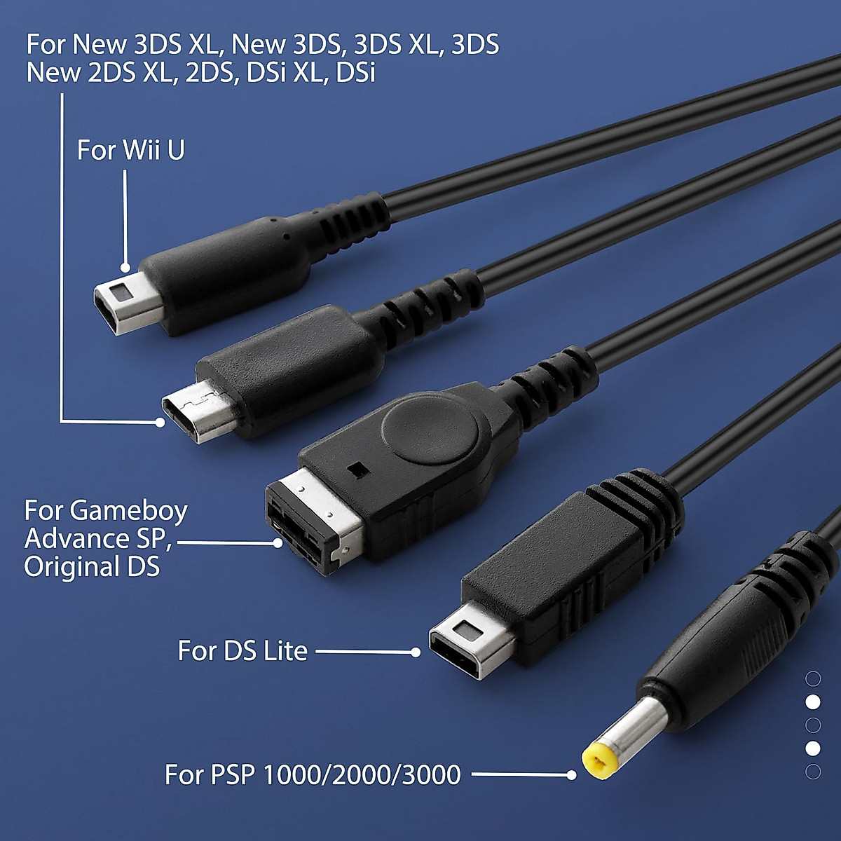 Mart Cobra USB Charger Cable for New 3DS XL/New 3DS/3DS XL/3DS/new 2DS XL/2DS/DS/DSi/GBA SP/DS Lite/Wii U Gamepad/PSP/Compatible 5 in 1 Nintendo 3DS Charger, Nintendo DS Charger, Gameboy Advance SP