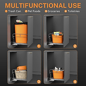 YJHome Pull Out Trash Can Under Cabinet with Soft-Close Slides, Garbage Can Not Included, Cabinet Trash Can Pull Out Kit with Door Mounting Kit, Requires Minimum Cabinets Opening 12" W X 18" D