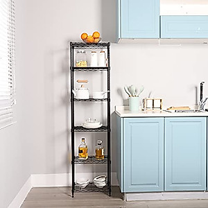 REGILLER 6 Wire Shelving Steel Storage Rack Adjustable Unit Shelves for Laundry Bathroom Kitchen Pantry Closet (16.7L x 11.9W x 64H, Black)