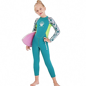 MWTA Wetsuit for Kids Boys Girls 2.5mm Neoprene Thermal Swimsuit Fullsuit Wet Suits Long Sleeve for Toddler Child Junior Youth Swimming, Diving, Surfing Aqua-XL