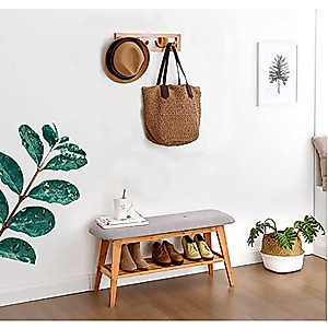 xianshengle Flip 4-Hook Wall Mounted Floating Coat Rack – Modern, Sleek, Space-Saving Hanger with 4 Retractable Hooks Wood Wall Coat Rack for Entryway, Bathroom, Bedroom